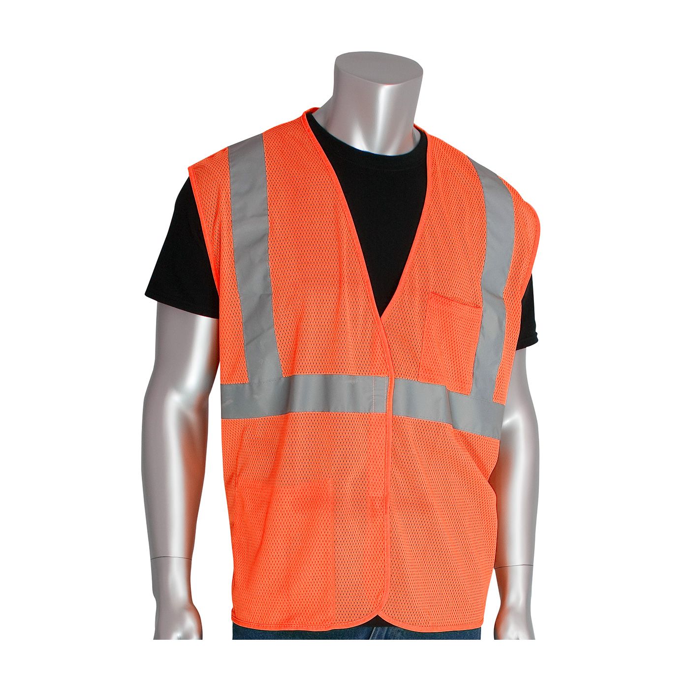 PIP® ANSI Type R Class 2 Two Pocket Value Mesh Vest, Orange, 3XL
