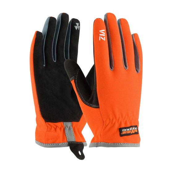 PIP® Maximum Safety® Viz™ Synthetic Leather Palm Gloves, Medium