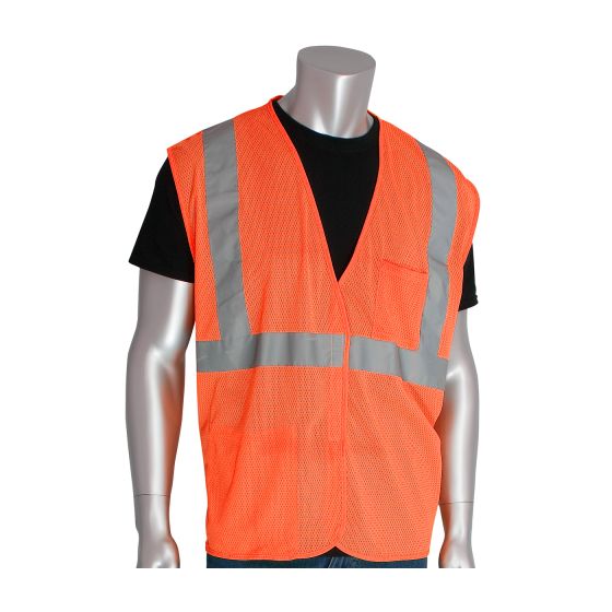 PIP® ANSI Type R Class 2 Two Pocket Value Mesh Vest, Orange, 3XL
