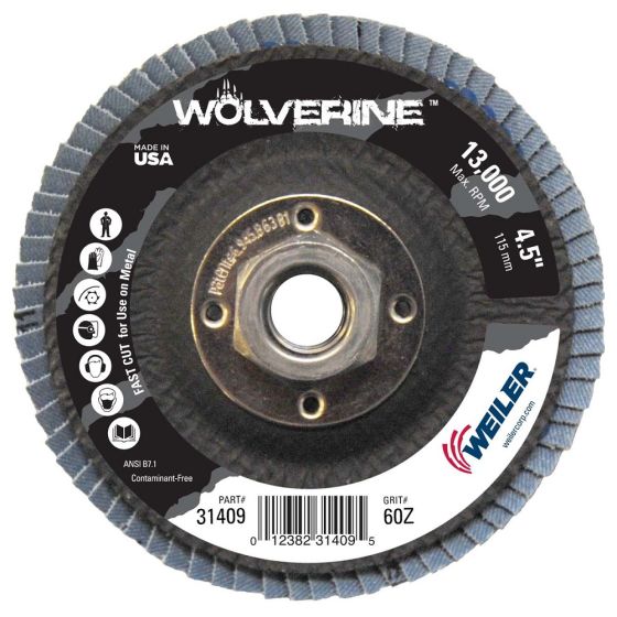 Weiler Wolverine™ ZA Flap Disc, 4-1/2" X 5/8"-11